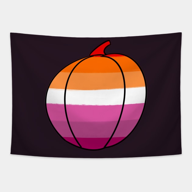 Lesbian pumpkin (dark background) - Pride Pumpkin - Tapestry | TeePublic