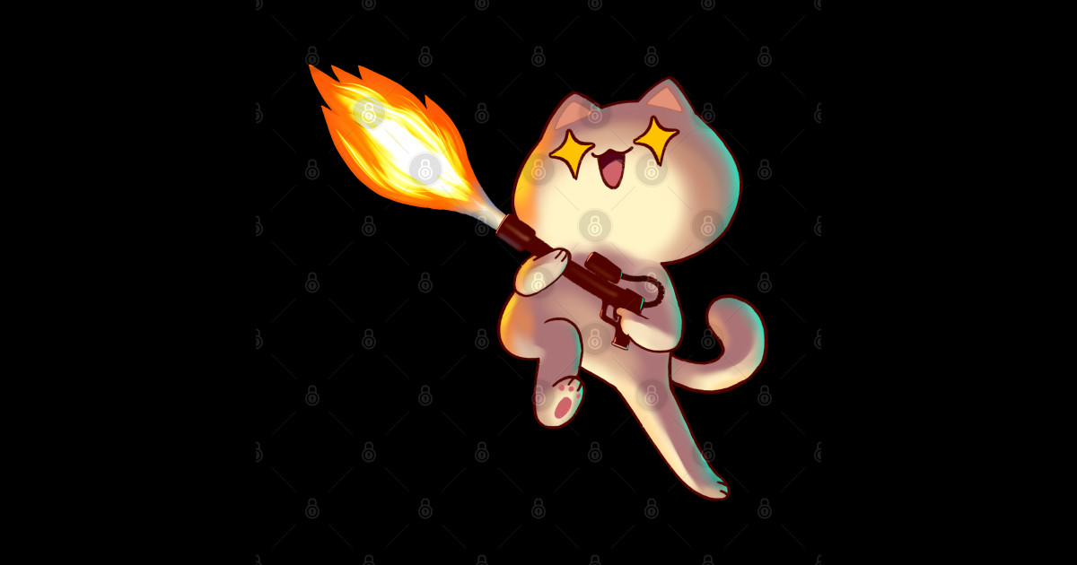 Flamethrower Cat - Funny Cat - Sticker | TeePublic