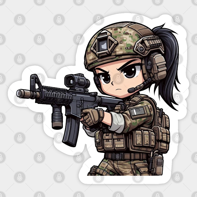 Tactical Chibi Girl - Chibi - Sticker | TeePublic