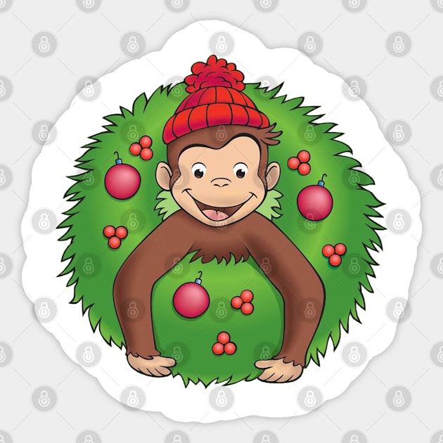 Curious George-Christmas - Curious George - Sticker | TeePublic