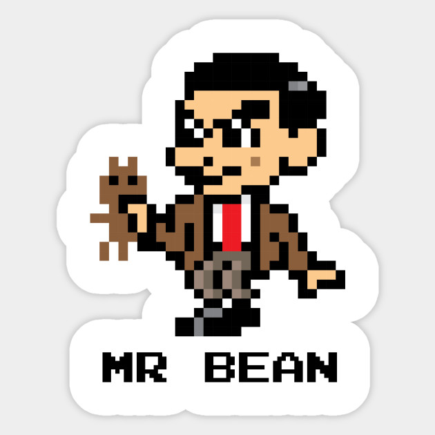 Mr Bean Pixel Character - Mr Bean - Sticker | TeePublic