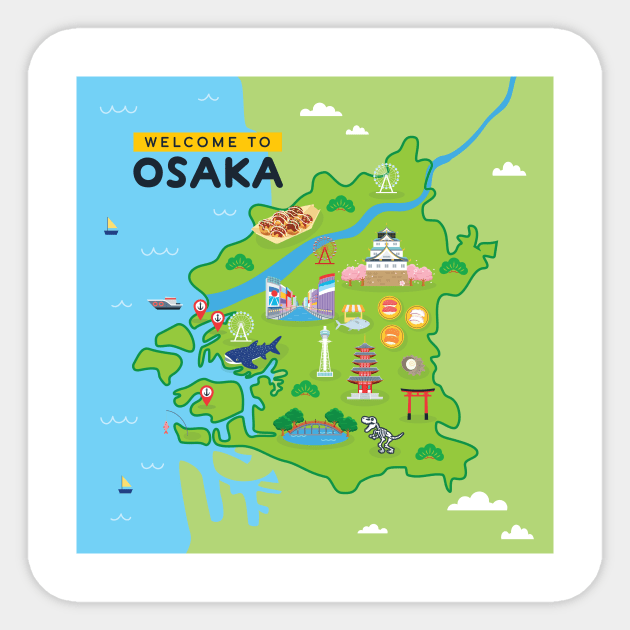 osaka japan map - Osaka Japan - Sticker | TeePublic