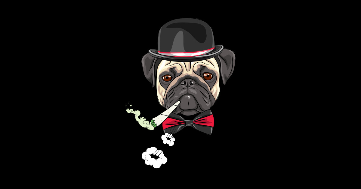 Smoking Pug - Weed Smoker - Sticker | TeePublic