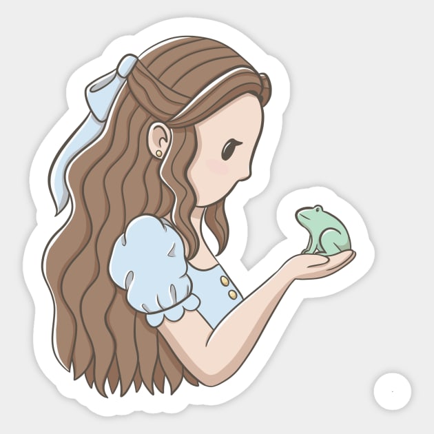 Girl & frog - Girl Holding A Frog - Sticker | TeePublic