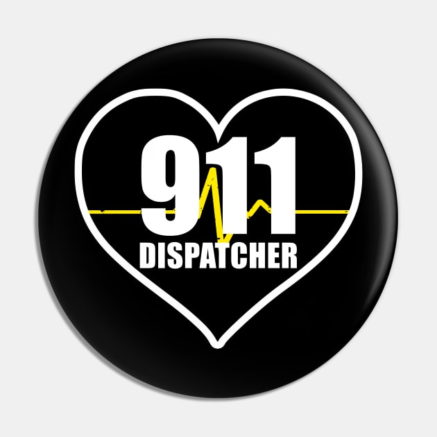 911 Dispatcher Heart Thin Gold Line - Dispatcher 911 Dispatcher - Pin ...