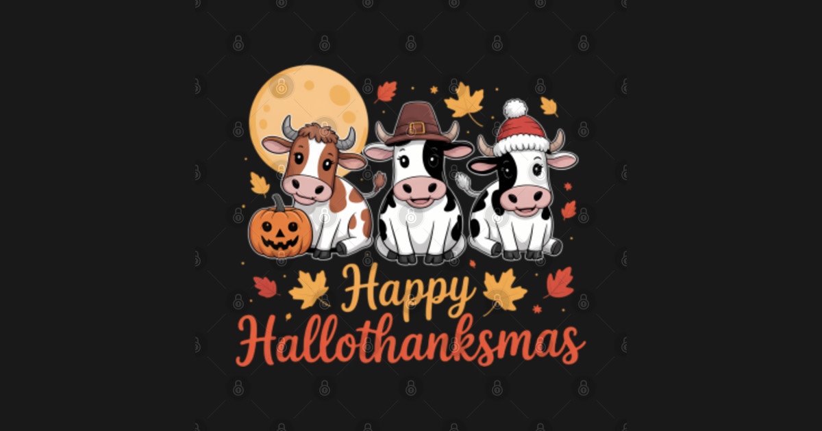 Happy Hallothanksmas cows Halloween Thanksgiving Christmas - Happy ...