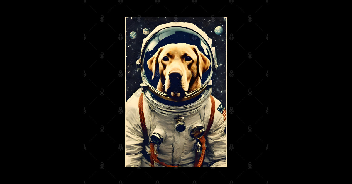 Astronaut Labrador Dog in Space Vintage Surreal - Labrador Retriever ...