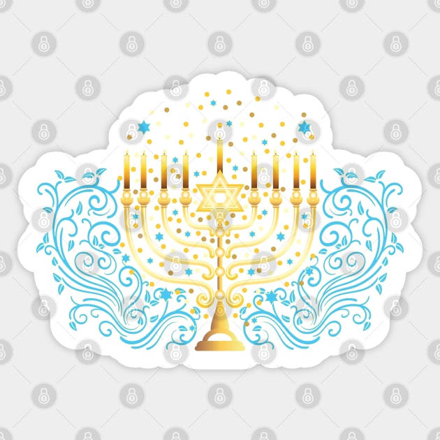 Golden menorah for Hanukkah - Menorah - Sticker | TeePublic