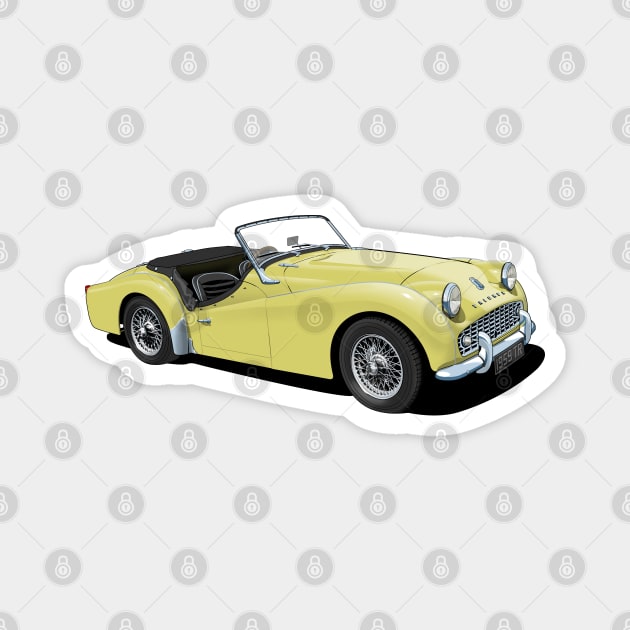 Triumph TR3 in yellow - Triumph Tr3 - Magnet | TeePublic