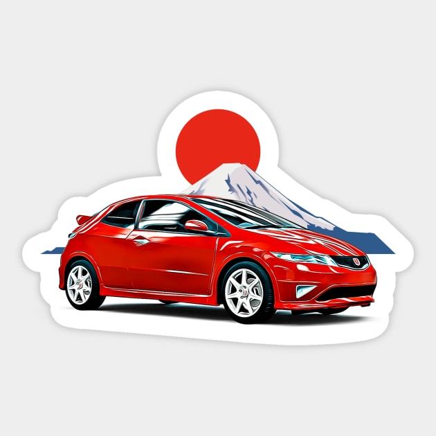 FN2 Civic Fuji JDM Japan Print - Classic - Sticker | TeePublic