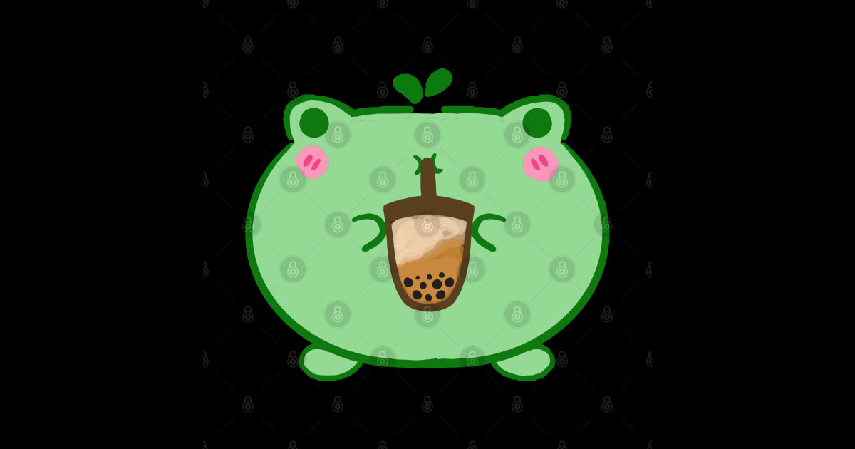 Frog with boba - Frogs - Sticker | TeePublic