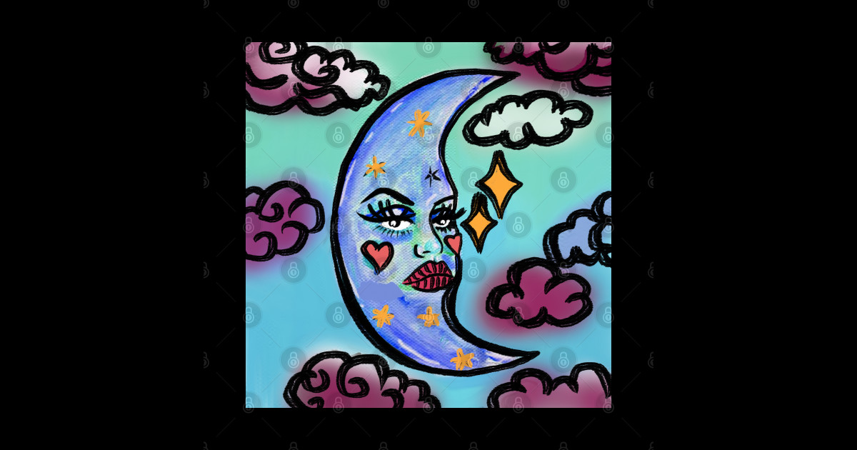 Fancy Moon - Moon - Sticker | TeePublic