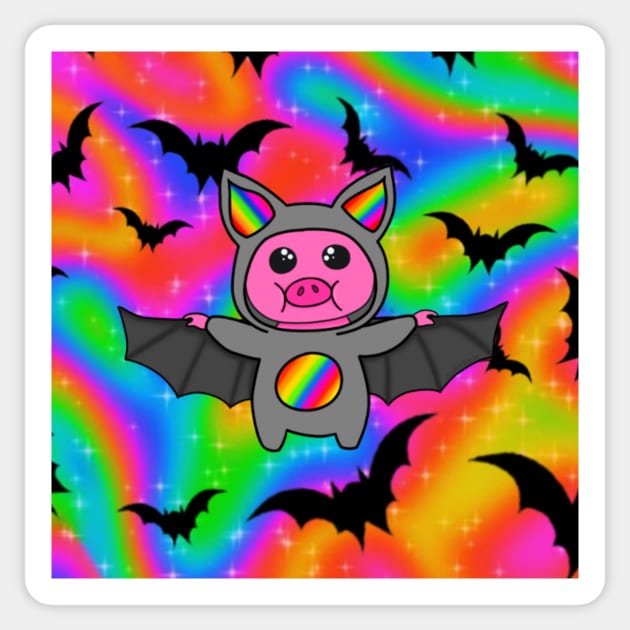 Rainbow Bat Pig - Pig - Sticker | TeePublic