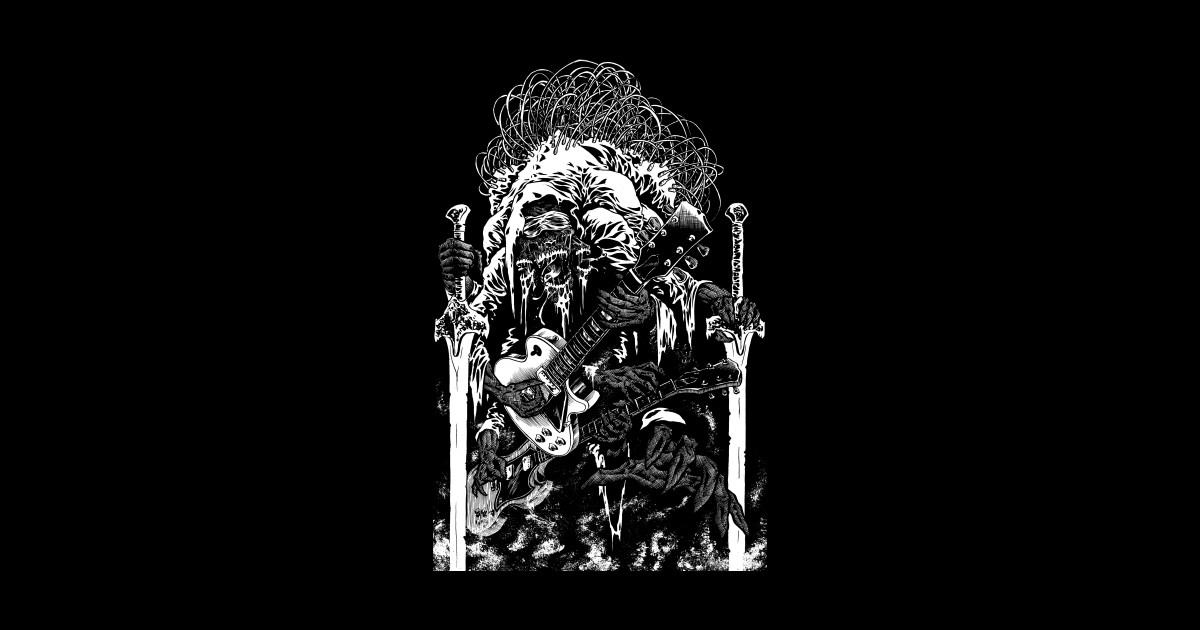 demon guitar monster skeleton swords tattoo 70s metal amp amplifier ...