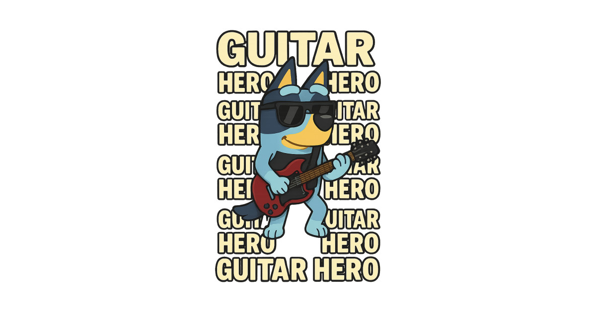Bluey Guitar Hero – Rock Star Cartoon Music - Bluey - T-Shirt | TeePublic