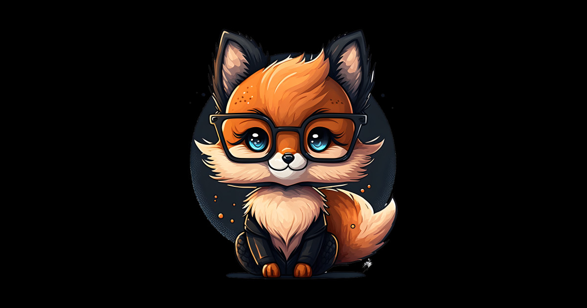 Smart sly cute cartoon fox with glasses - Cute Sly Fox - Sticker ...
