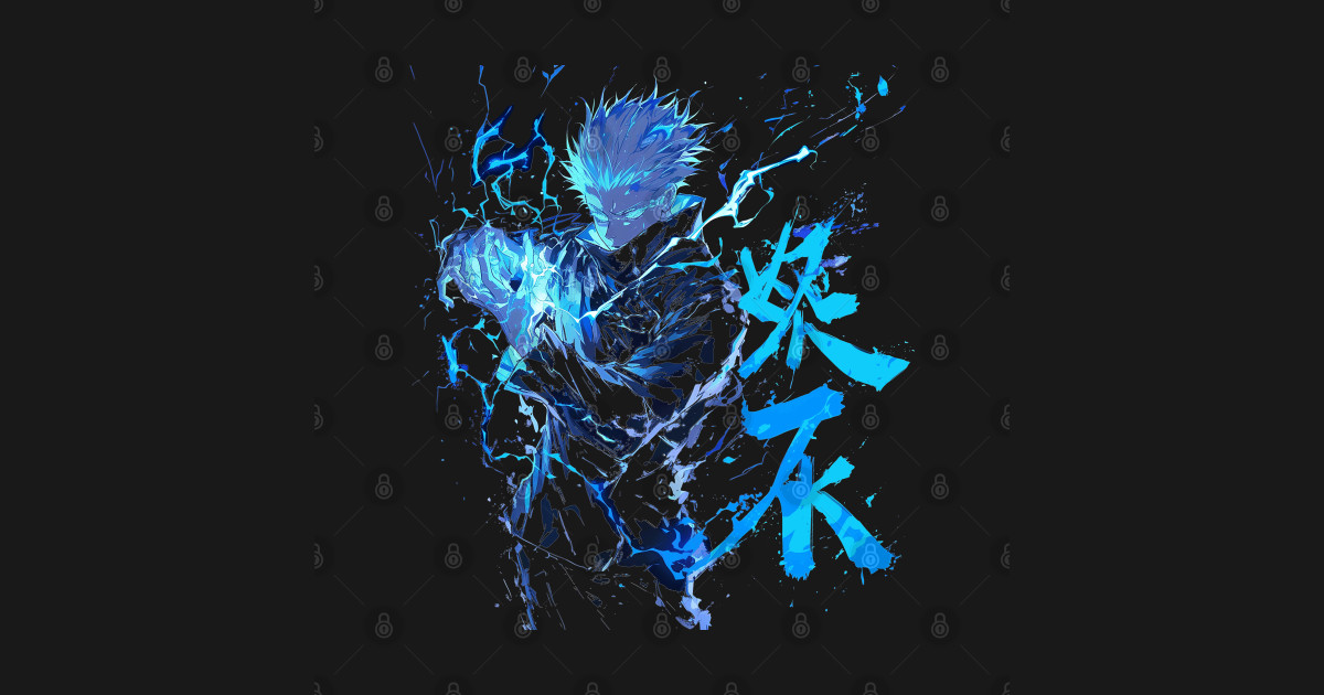 Gojo Satoru Blue Lightning Art - Gojo Satoru - T-Shirt | TeePublic