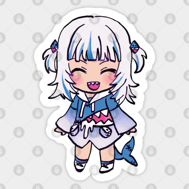 chibi happy shark girl - Hatoba Tsugu - Sticker | TeePublic