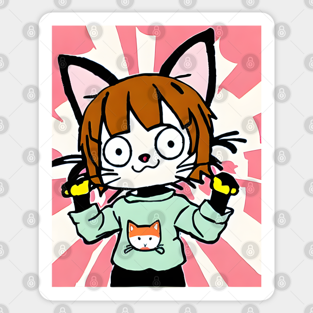 NYA Cute Catboy Drawing - Kawaii Cat - Sticker | TeePublic