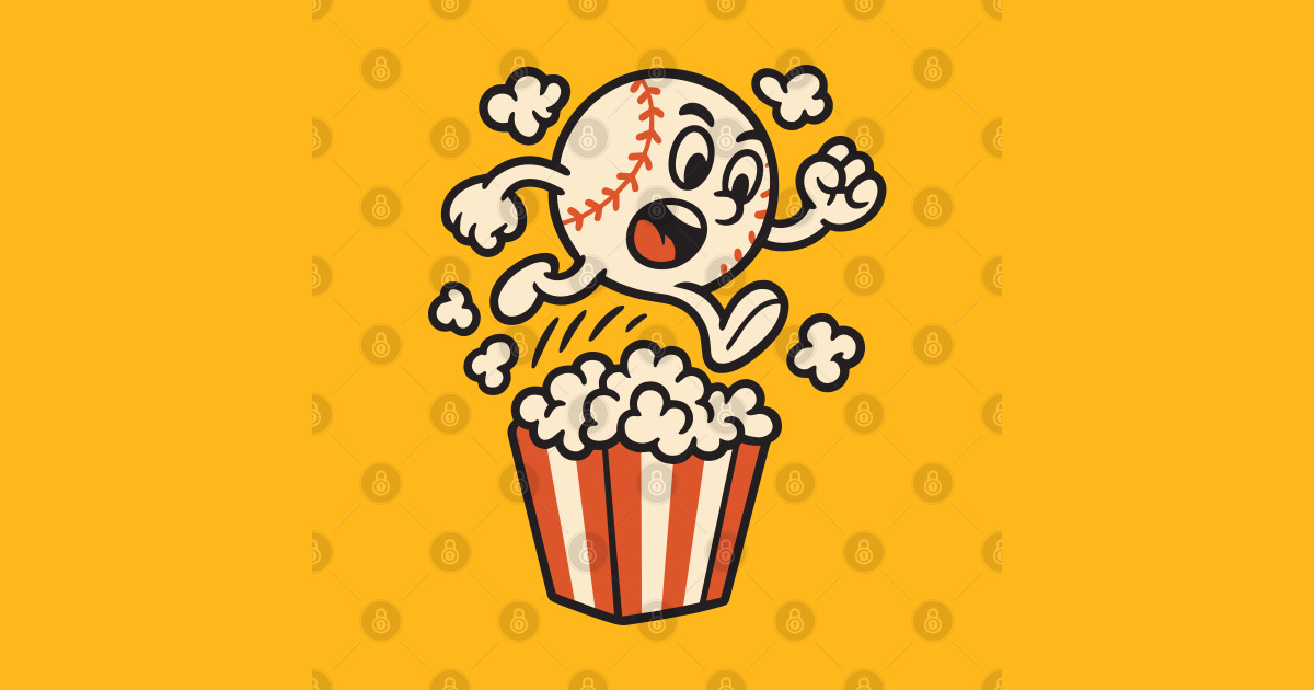 Popcorn and baseball - Popcorn - T-Shirt | TeePublic