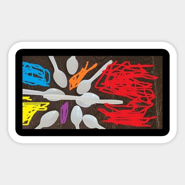 Let's Spoon - Spoons Spooning Tizzeey Circles - Sticker | TeePublic