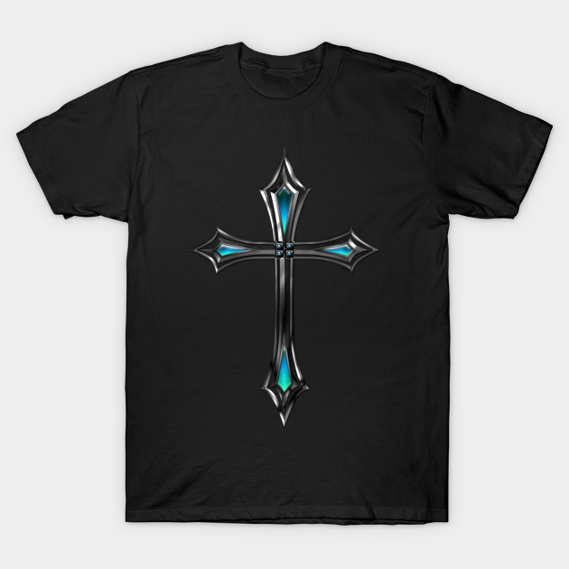 Silver and Blue Cross Clothing (any colour) - Goth - T-Shirt | TeePublic