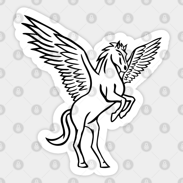 Pegasus Line Drawing - Pegasus - Sticker | TeePublic