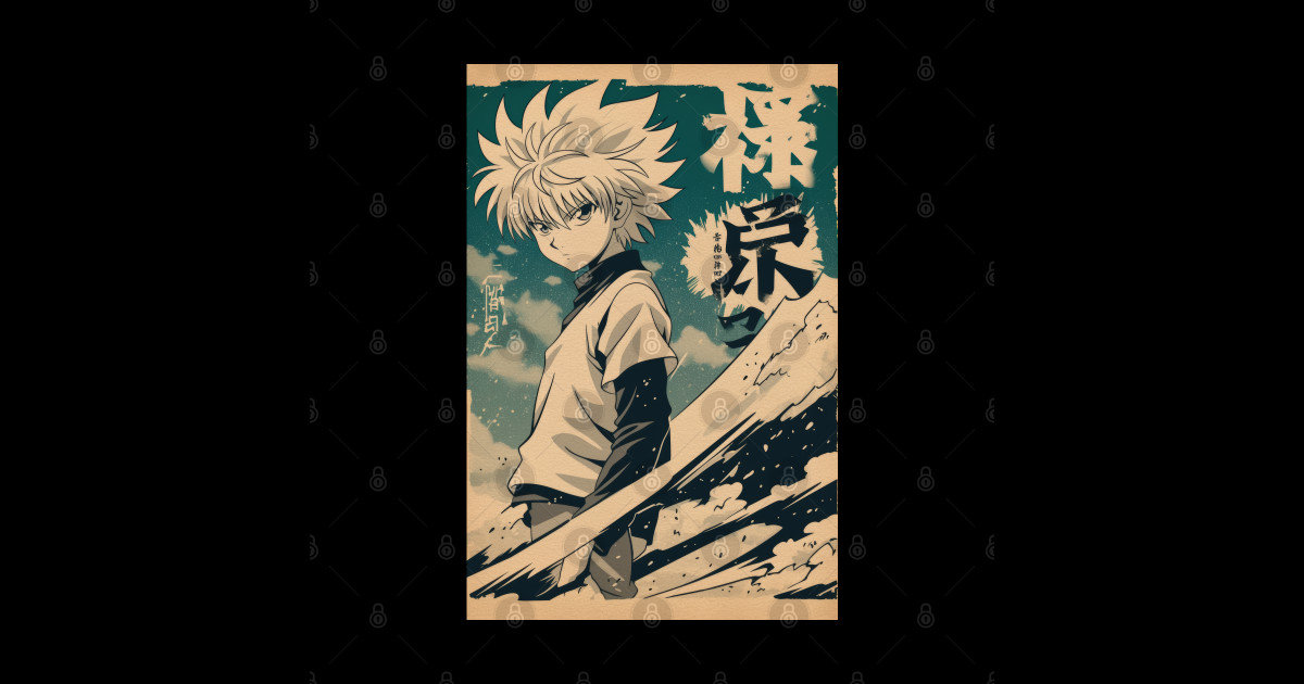 Killua Vintage Warned Poster - Hunter X Hunter - Sticker | TeePublic
