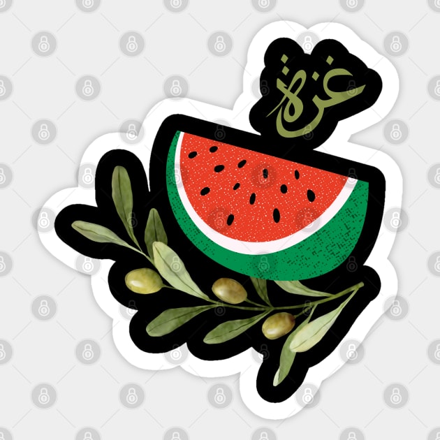 Watermelon Olive Branch Free Gaza - Gaza - Sticker | TeePublic