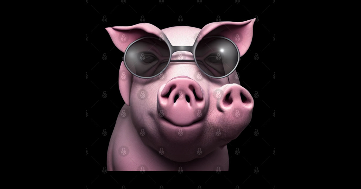 creature,photorealistic scary pig with pierced nose and sunglasses 8k ...