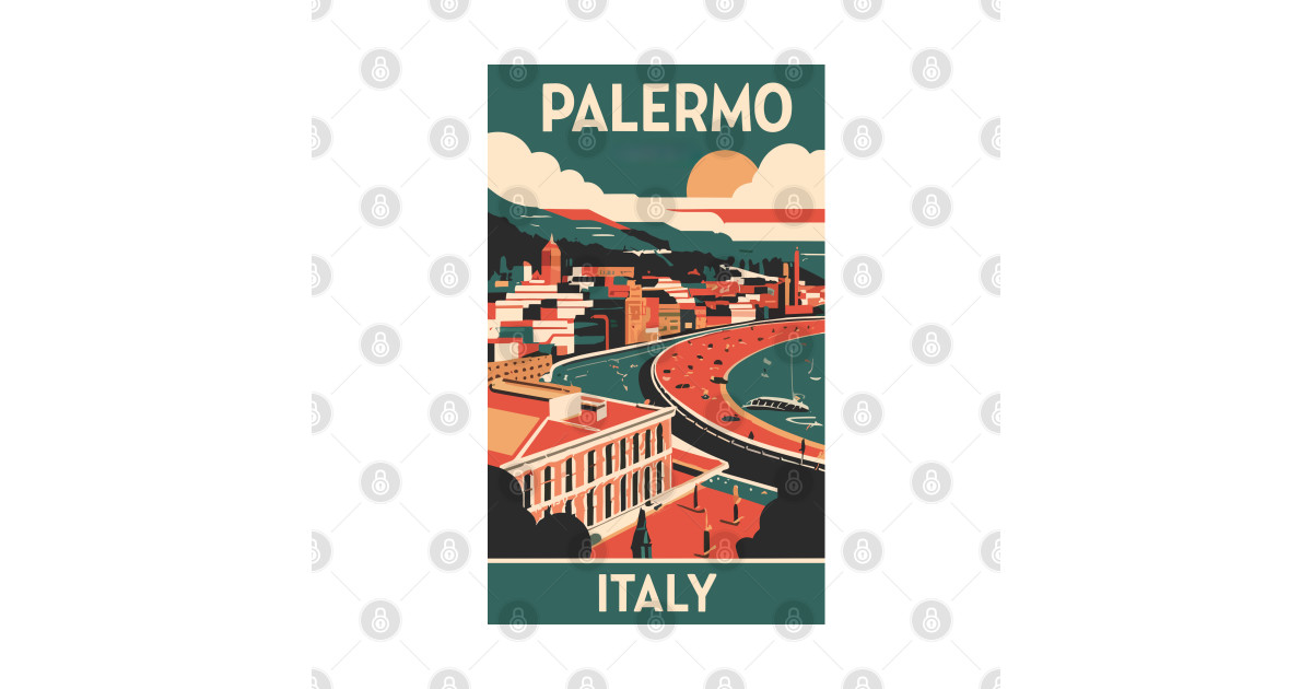 A Vintage Travel Art of Palermo - Italy - Palermo - T-Shirt | TeePublic