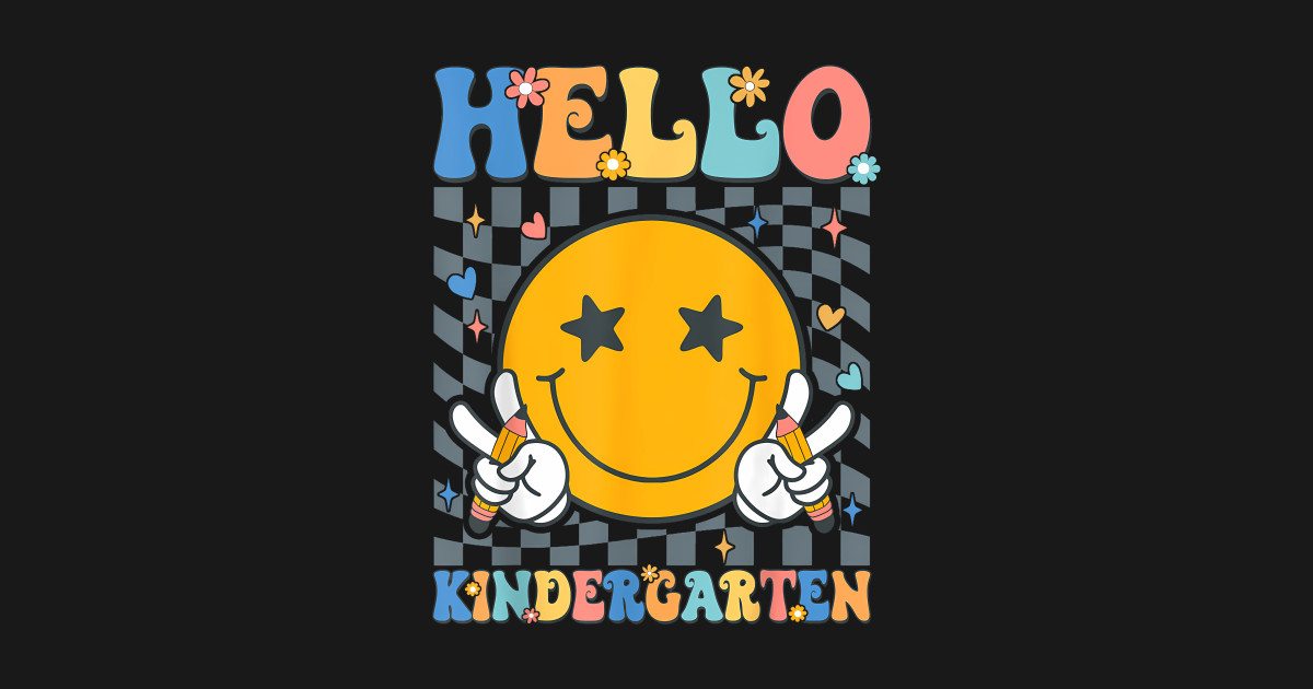 Retro Groovy Hello Kindergarten Back To School Teachers Kids - Hello ...