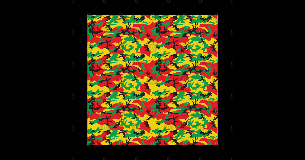 Rasta Coloured Camouflage Pattern - Rasta Colors - Sticker | TeePublic