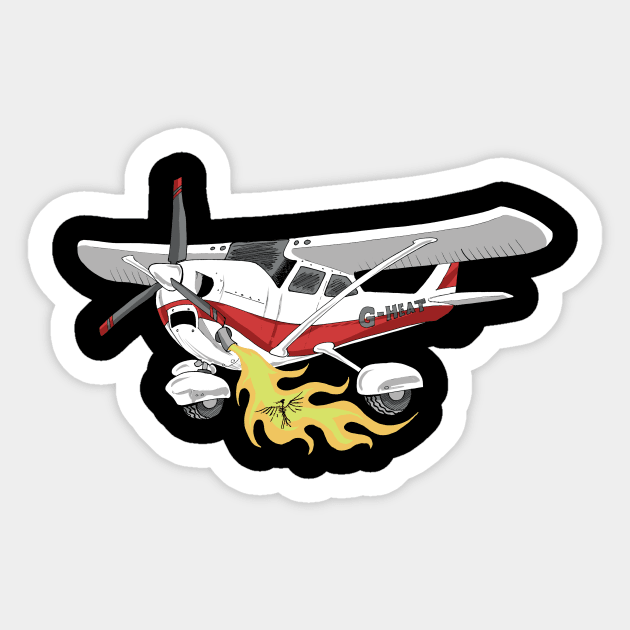 Cessna 172 The burning bird Cartoon - Cessna - Sticker | TeePublic