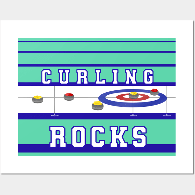 [except apparel] Curling Rocks - Mint Green BackGround - Curling ...