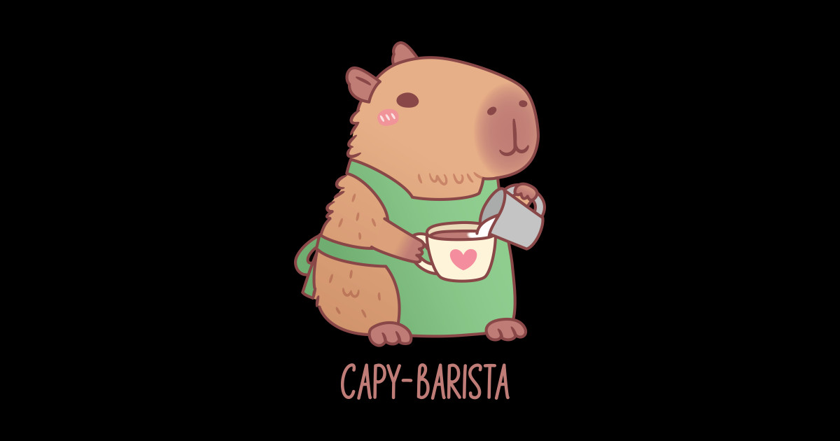 Cute Capybara Barista Making Coffee - Cute Capybara - T-Shirt | TeePublic
