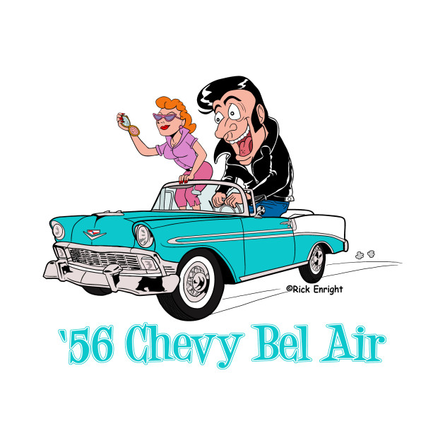 1956 Chevy Bel Air Cartoon - Classic Car - T-Shirt | TeePublic