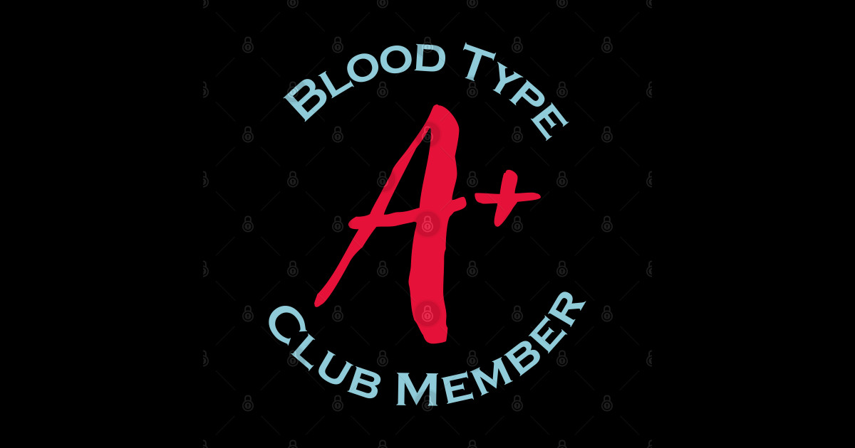 Blood type A plus club member - Red letters - Blood Type A Plus ...