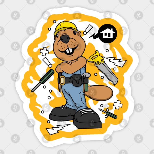 bever the builder - Cartoon Animals - Sticker | TeePublic