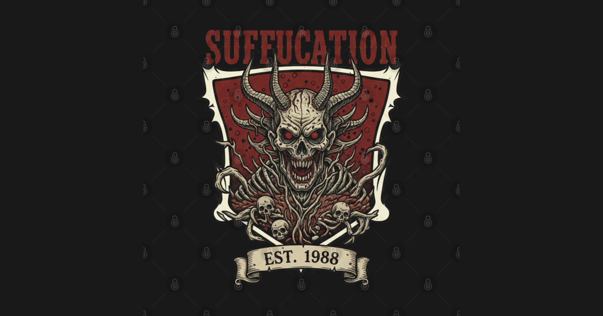 Suffocation Demon Skull - Vintage Metal Est. 1988 Original Design ...