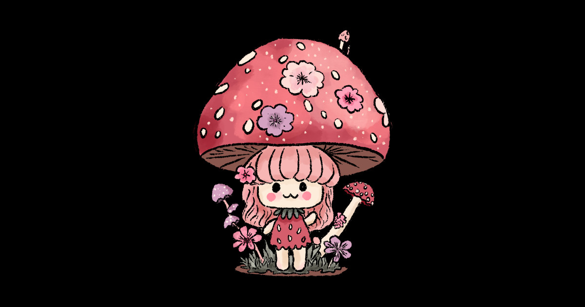 Pink Toadstool Mushroom Chibi (option without background ) - Mushroom ...
