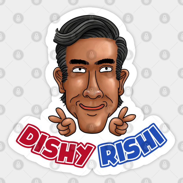 Dishy Rishi Sunak Victory Sign - Dishy Rishi - Sticker | TeePublic