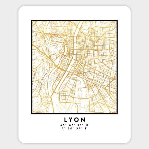 LYON FRANCE CITY STREET MAP ART - Lyon - Sticker | TeePublic
