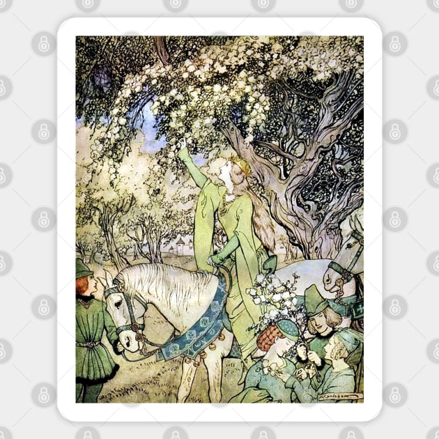 Queen Guinevere on Mayday - Arthur Rackham - Queen - Sticker | TeePublic