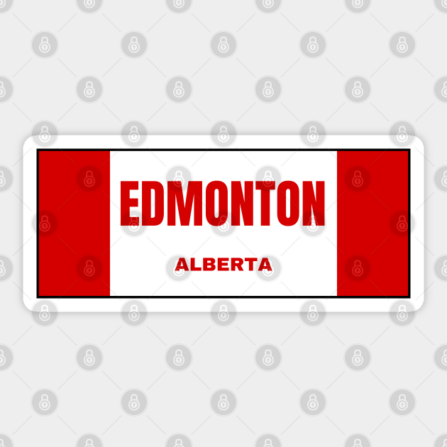 Edmonton City in Canadian Flag Colors - Edmonton Canada - Sticker ...