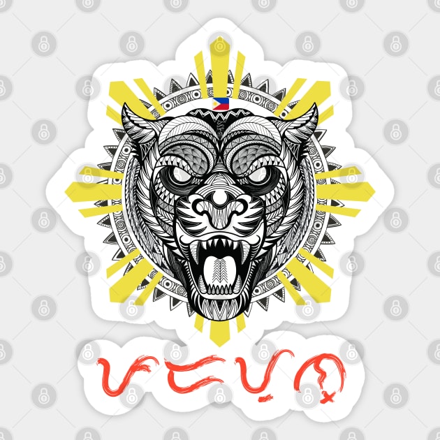Tribal line Art Tiger / Philippine Flag Sun / Baybayin word Padayon (to ...