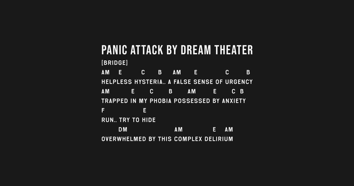 Panic Attack Chords Lyrics - Progressive Rock - T-Shirt | TeePublic