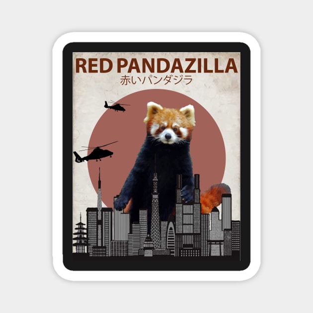 Red Pandazilla Red Panda Giant Monster Parody - Red Panda - Magnet ...