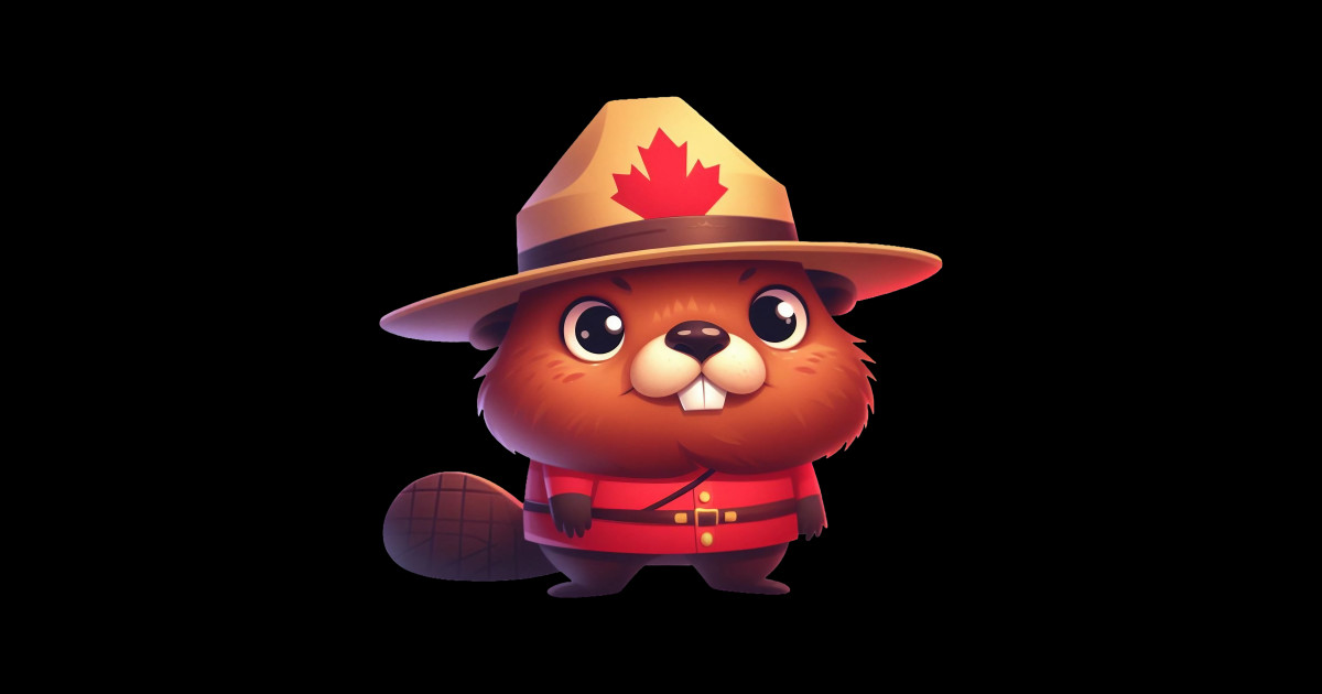 Cute Canadian Mountie Beaver Illustration - Canadian Beaver - Sticker ...