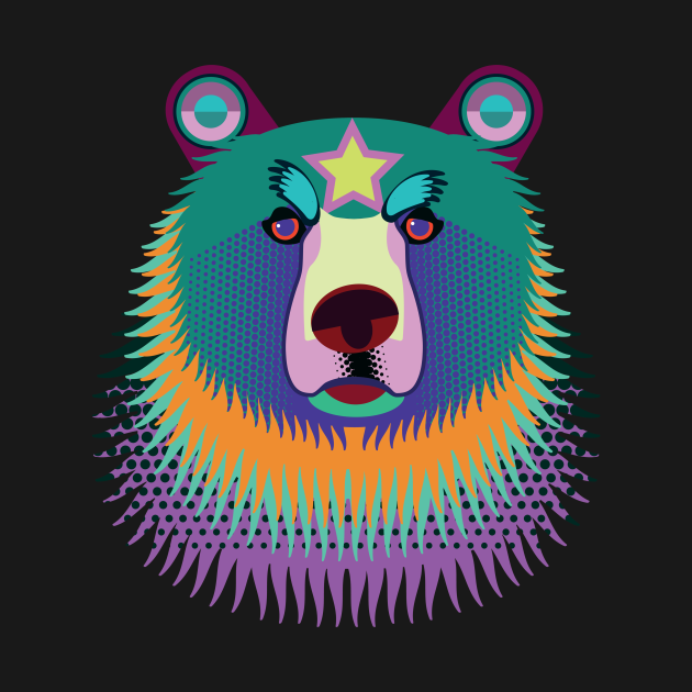 techno grizzly bear - Psychedelic Grizzly Bear - T-Shirt | TeePublic